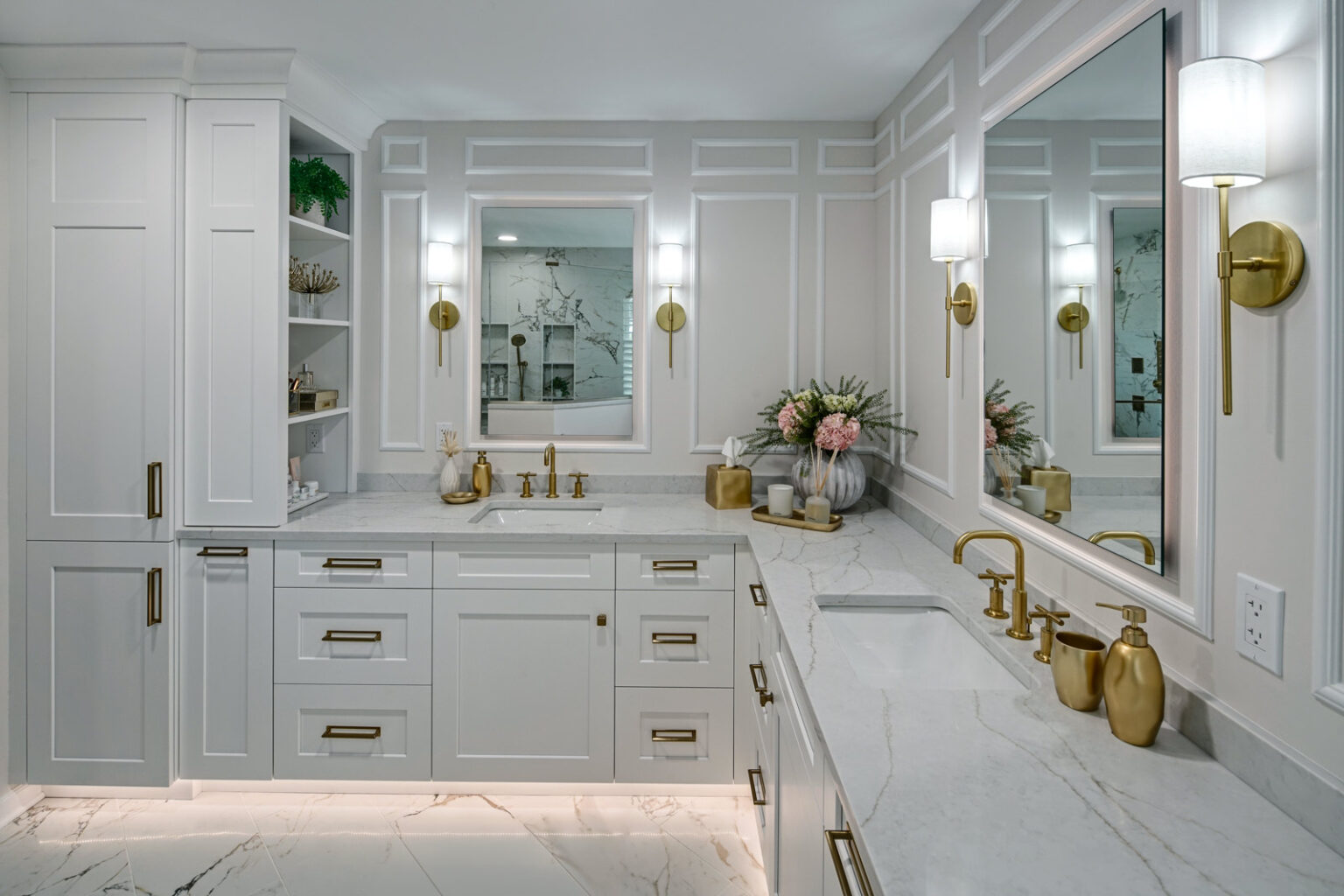 Elegant Primary Bathroom Remodel - Glen Ellyn, IL - Drury Design
