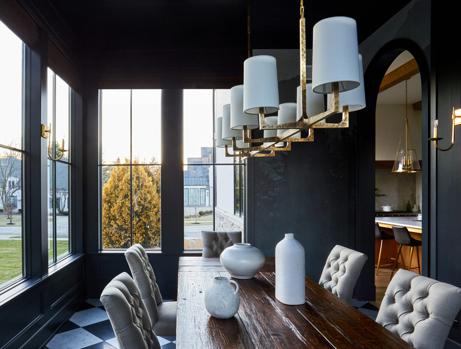 Light-Filled Dining Room with a Moody Edge - Burr Ridge, IL - Drury Design